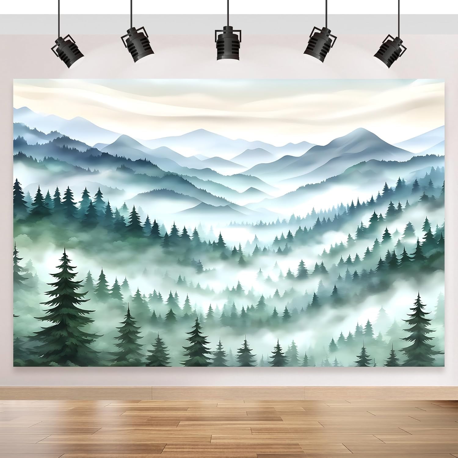 Mountain Forest Backdrop Misty Nature Green Tree Landscape Photography ...