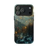 Mountain Forest Golden Light Rain Twilight View Phone Case 17 16 15 14 ...