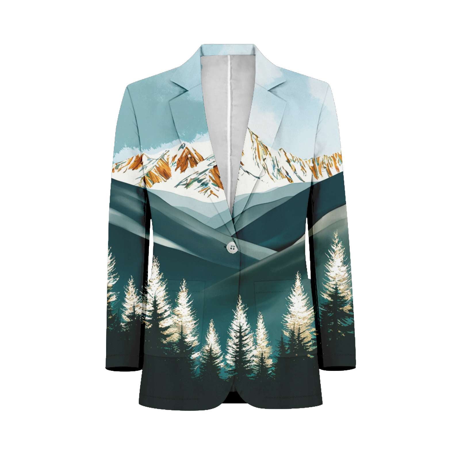 Mountain Forest Landscape Art Customized Men's Suits full man Shawl ...
