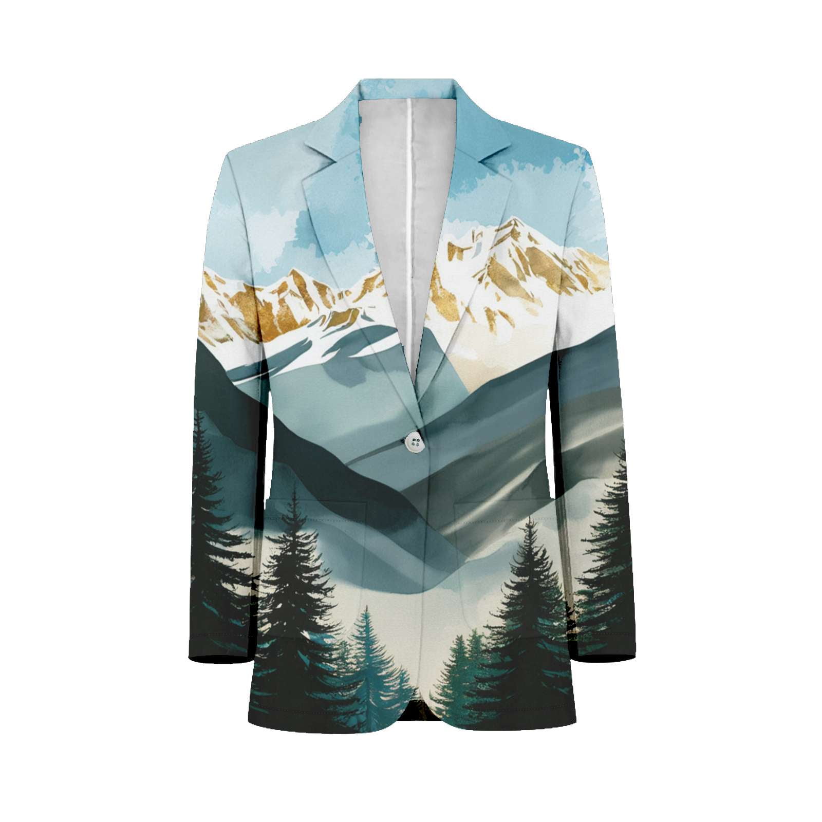 Mountain Forest Landscape Art Customized Men's Suits full man Shawl ...