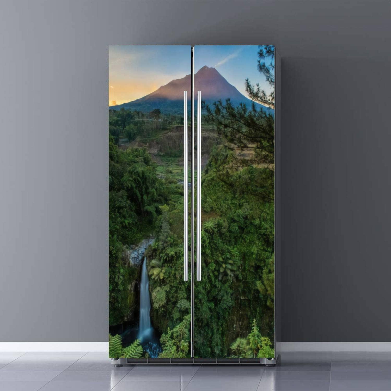 Mountain Forest Scenery Refrigerator Wrap Natural Landscape Fridge ...