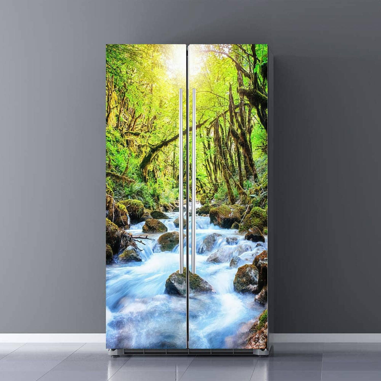 Mountain Forest Scenery Refrigerator Wrap Natural Landscape Fridge ...