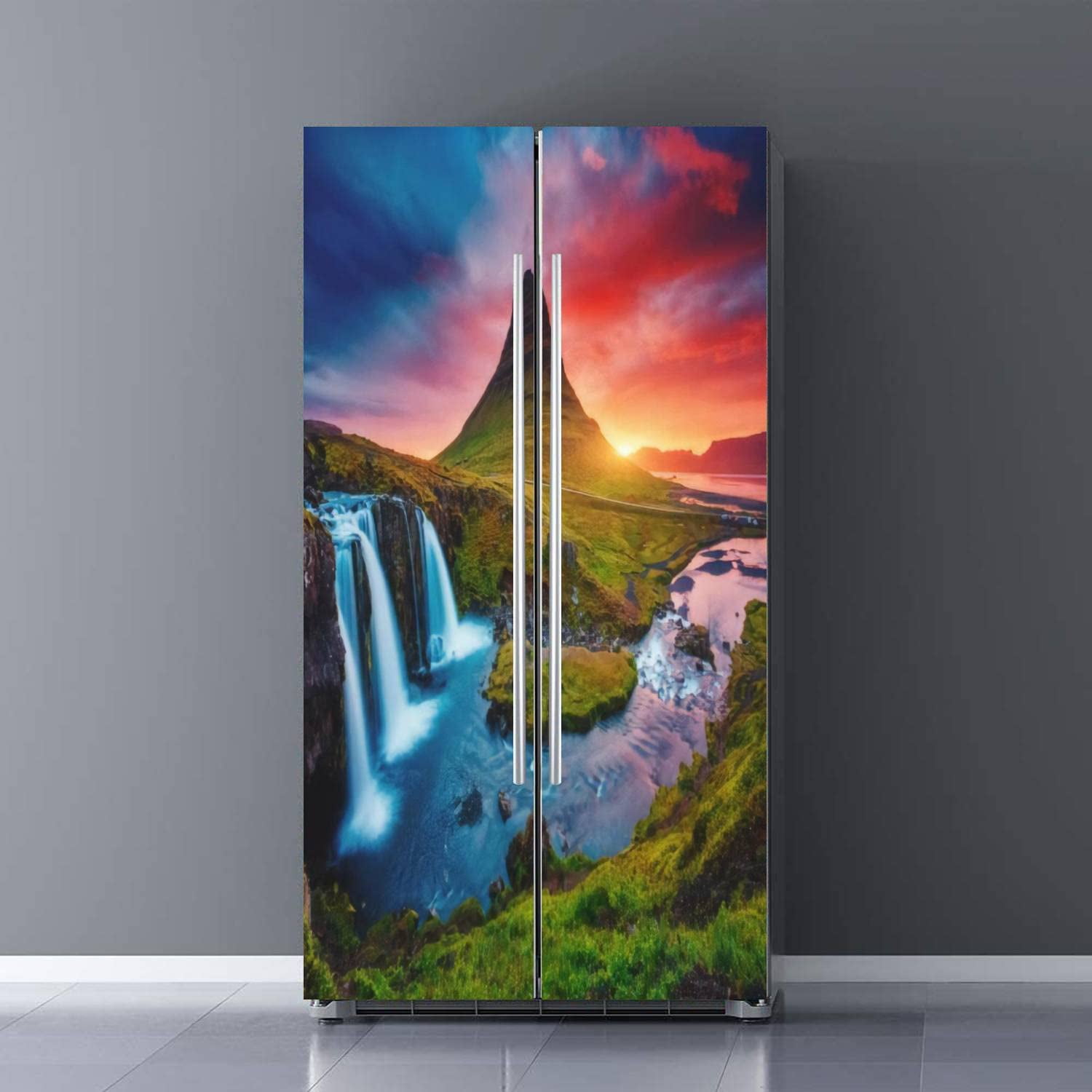 Mountain Forest Scenery Refrigerator Wrap Natural Landscape Fridge ...