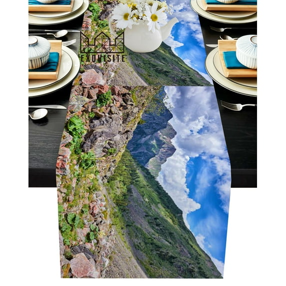 Mountain Forest Sky Nature Table Runner ration Home r Dinner Table ...