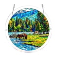 Mountain Forest Suncatcher Window Hanging, Round Acrylic Puzzles Garden ...