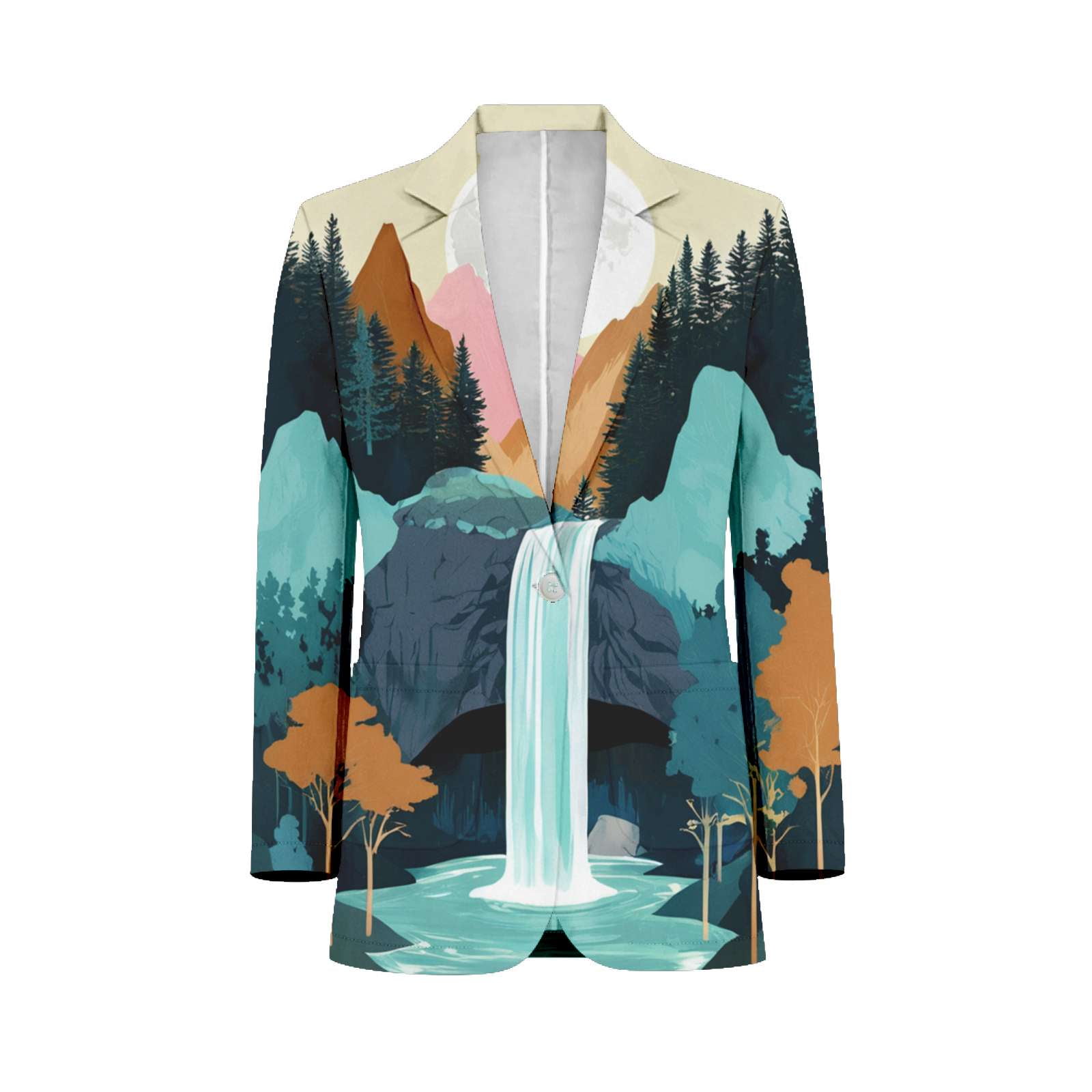 Mountain Forest Waterfall Scenery Men's Suit Blazer Casual Party Wear ...