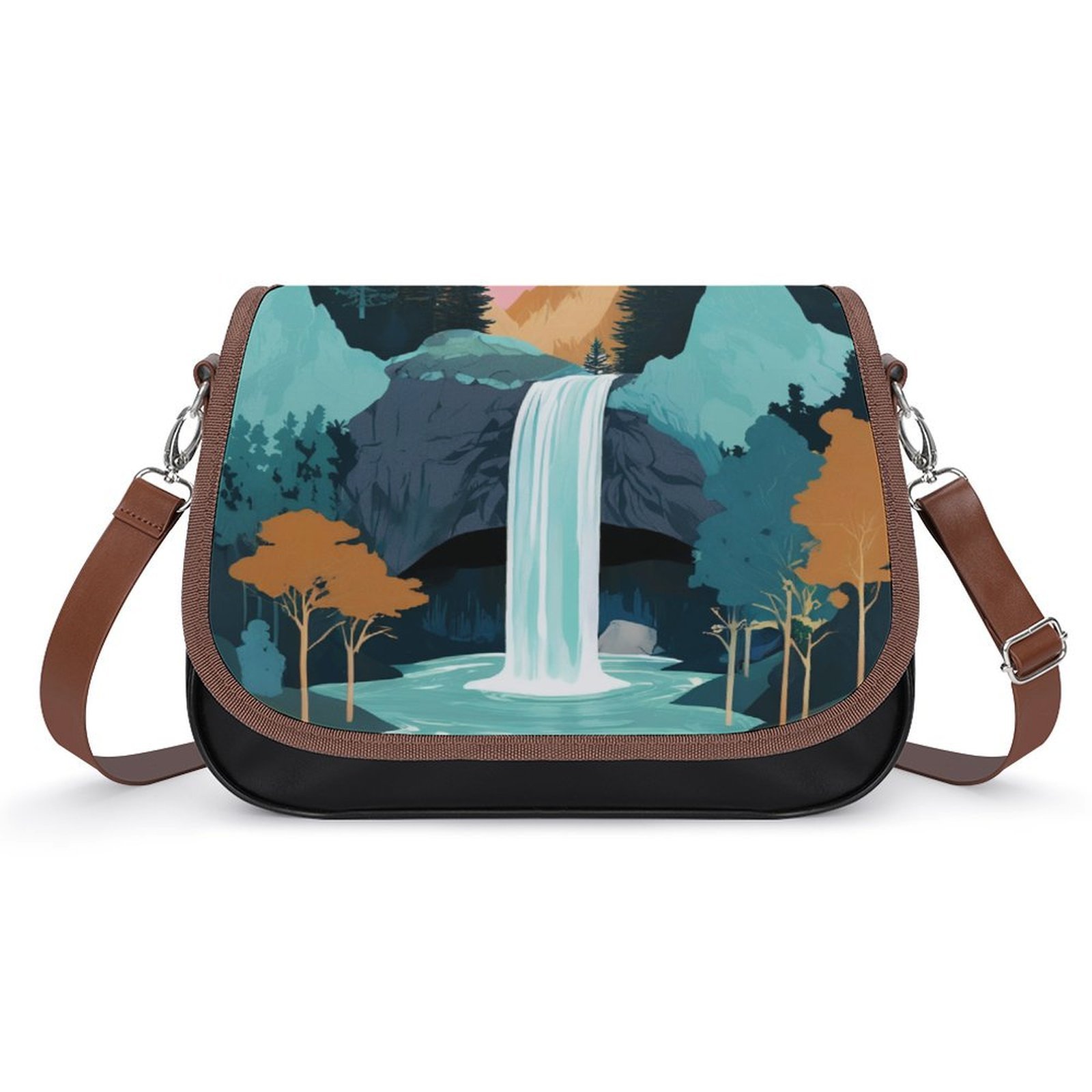 Mountain Forest Waterfall Scenery Vintage Crossbody Bag For Women ...