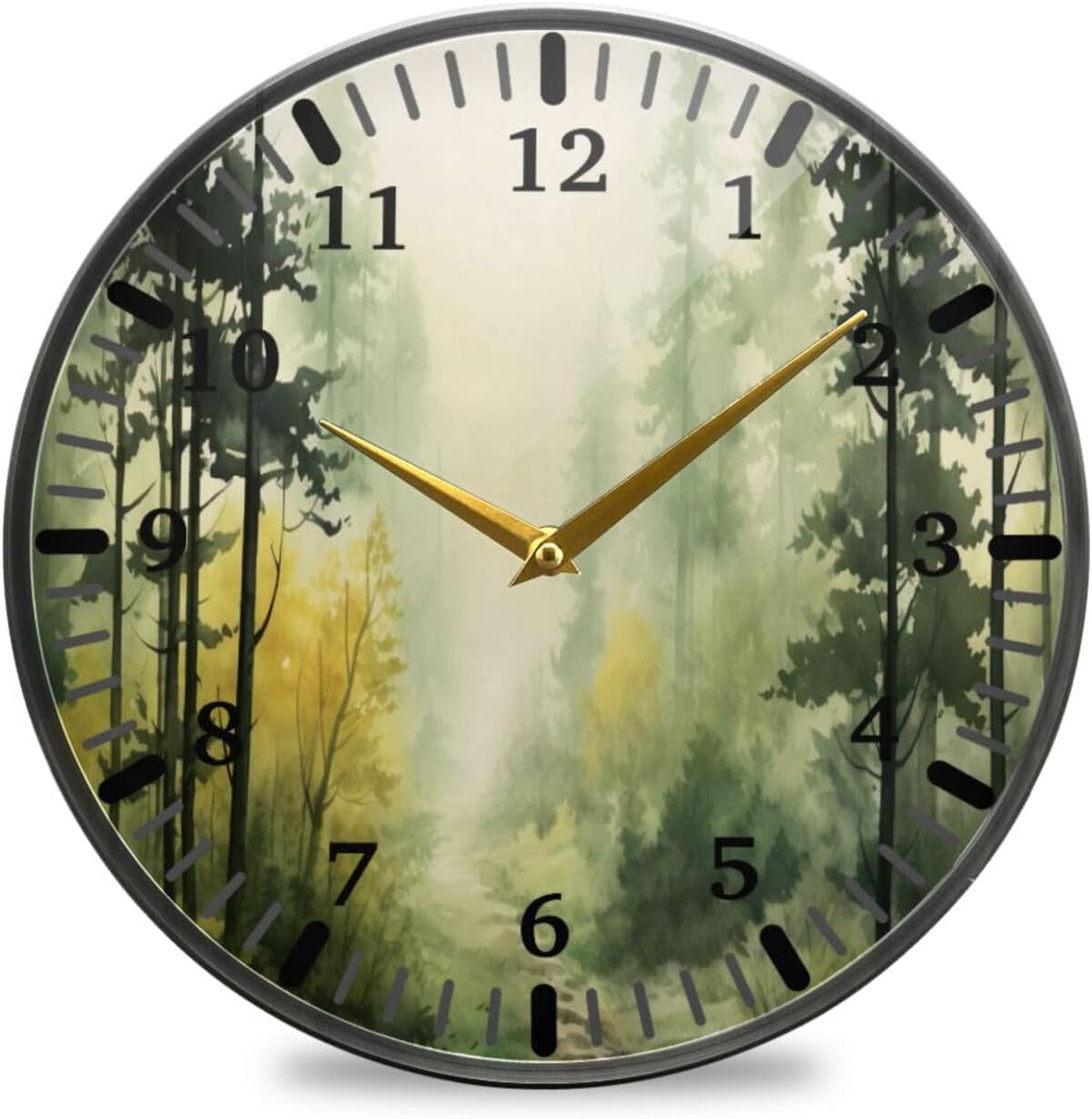 Mountain Forests Wall Clock Silent Non-Ticking Round 12 Inch Quartz ...