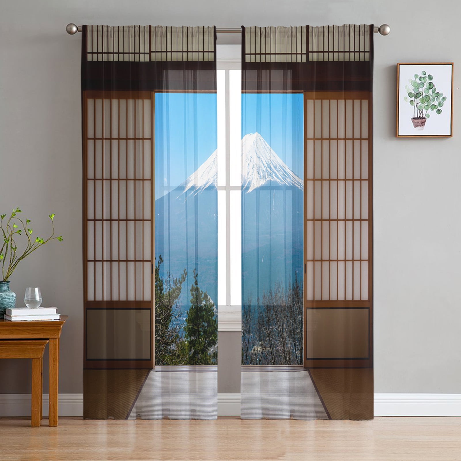 Mountain Fuji Japan Gate Tulle Curtains for Bedroom Hall Living Room r ...