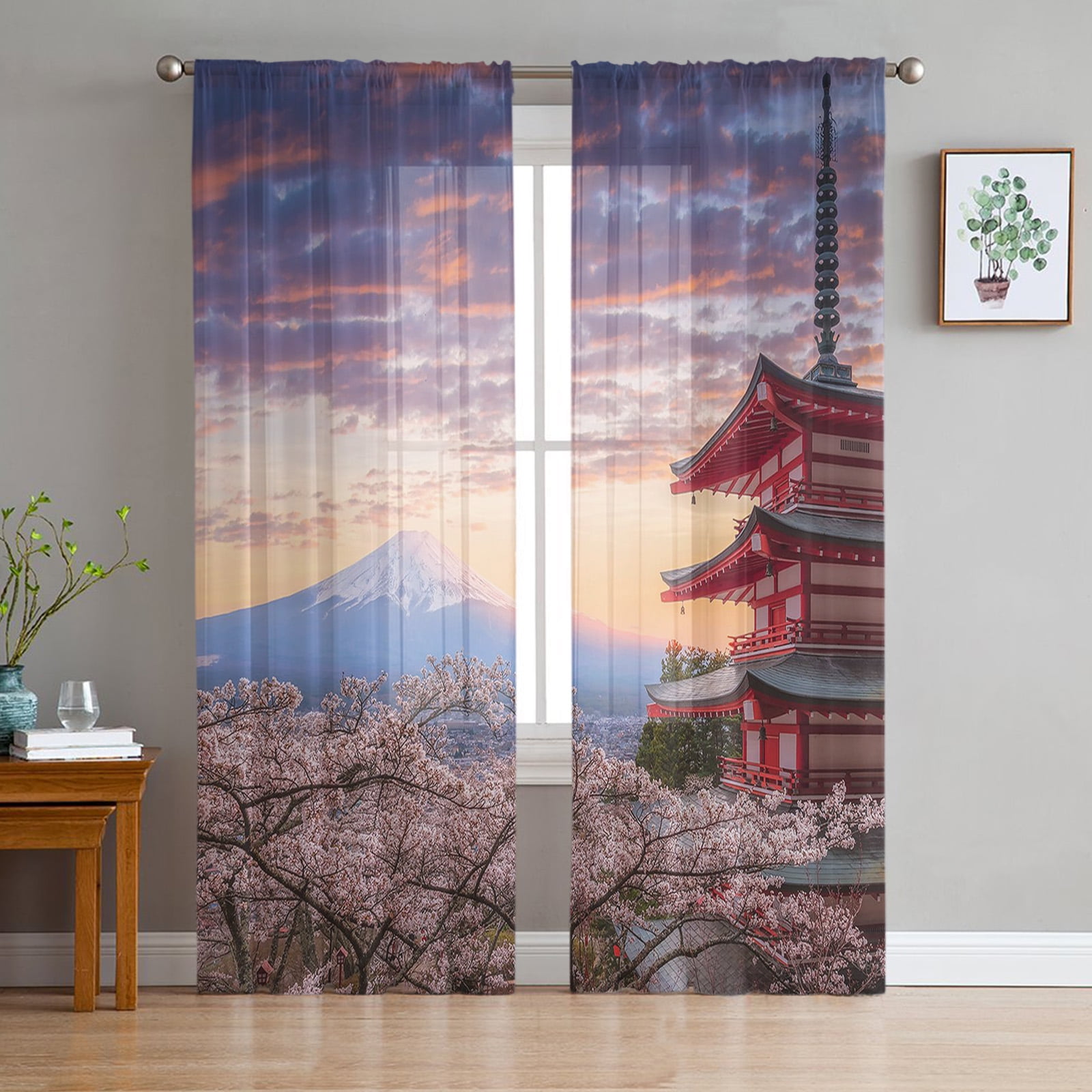 Mountain Fuji Japan Gate Tulle Curtains for Bedroom Hall Living Room r ...