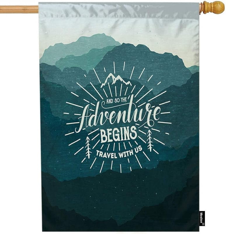 Mountain Garden Flag Vintage Mountains Tree Light Word Adventure Begins ...