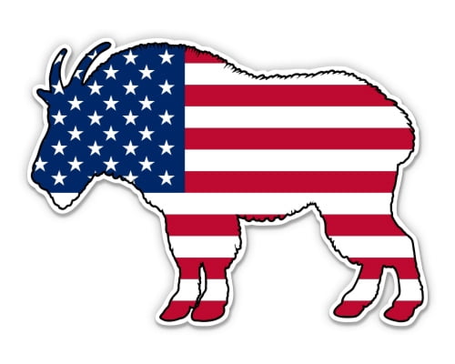 Mountain Goat American Flag - 5" Vinyl Sticker - For Car Laptop I-Pad ...