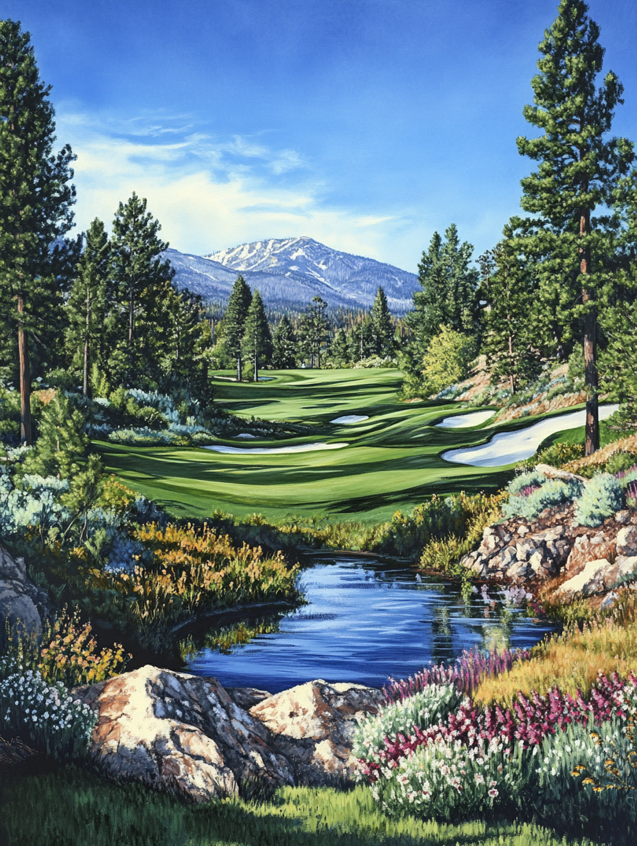 Mountain Golf Course Canvas Painting/Wall Art， Perfect for Living Room ...