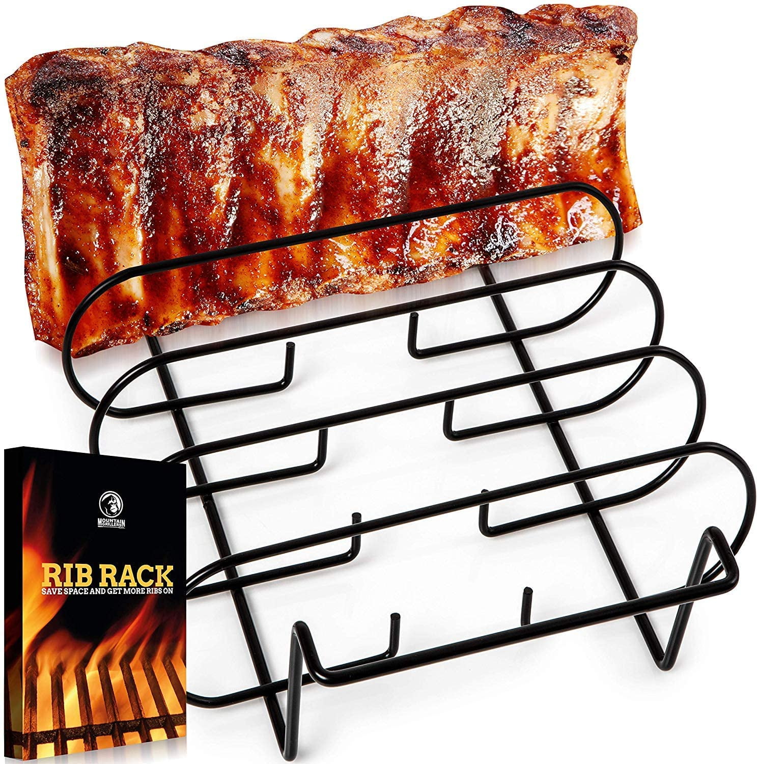 Mountain Grillers BBQ Rib Rack, Holds 5 Ribs Upright, for Gas Smoker or ...