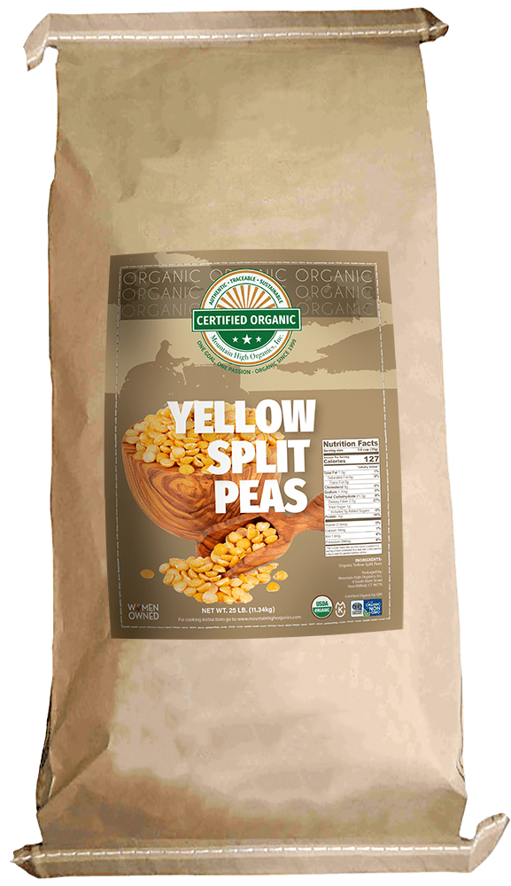 Yellow Split Peas, 25LB BAG, USDA Certified Organic & GMO Free ...