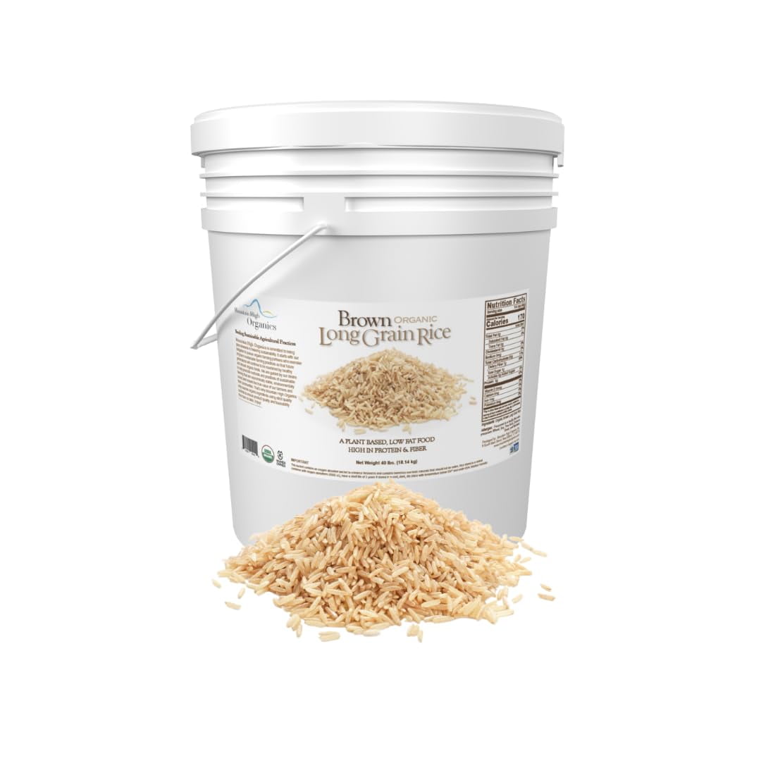 Mountain High Organics Certified Brown Long AIS1 Grain Rice 6 Gallon/40 Lb Bucket - Walmart.com