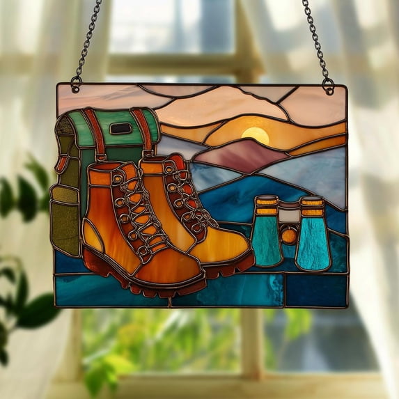 Mountain Hiking Acrylic Suncatcher, Outdoor Adventure Window Decor ...