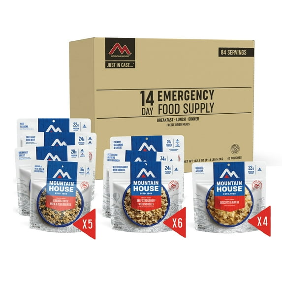 Mountain House 14-Day Emergency Food Supply, Freeze-Dried Survival & Emergency Food, 84 Servings ...