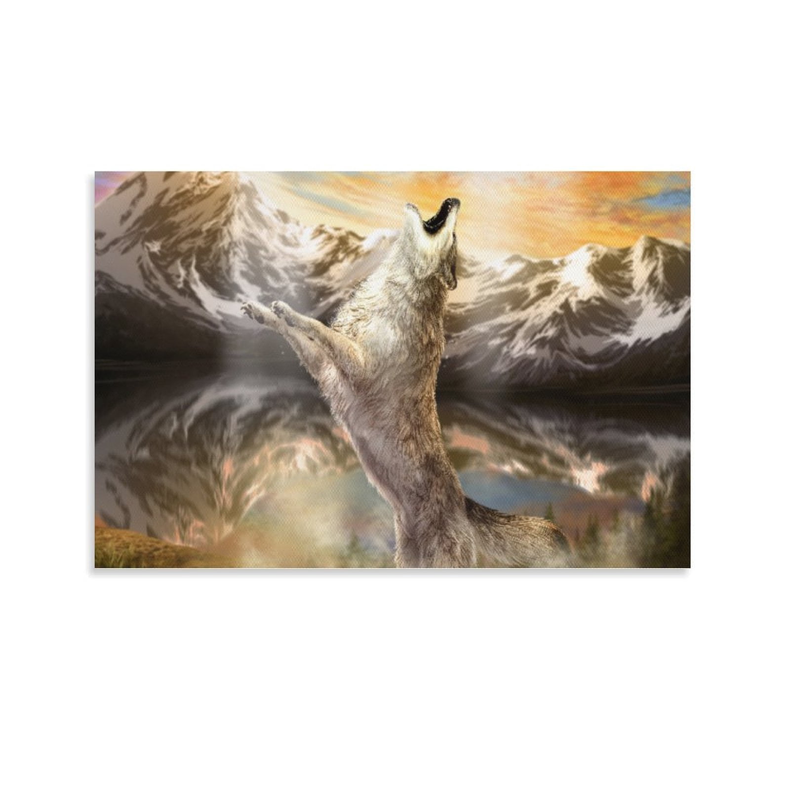 Mountain Howling Animal Wolf Canvas Art Poster And Wall Art Picture ...