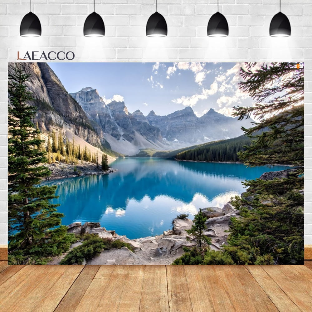 Mountain Lake Backdrop Banff National Park Scenery Forest Nature ...