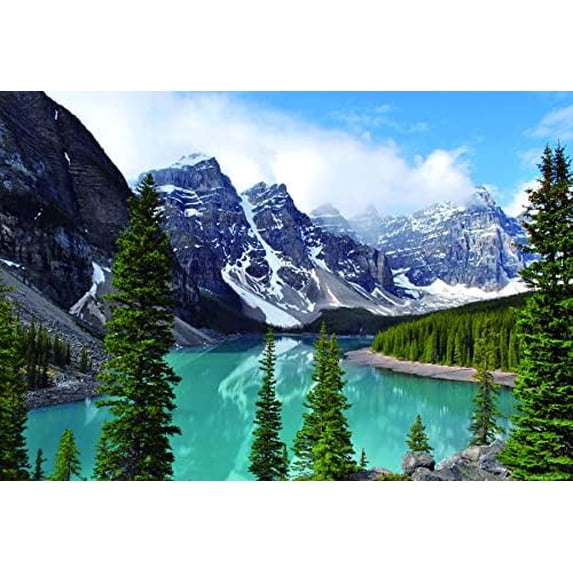 Mountain Lake Backdrop Park Decorations Background Rock Mountain Green ...