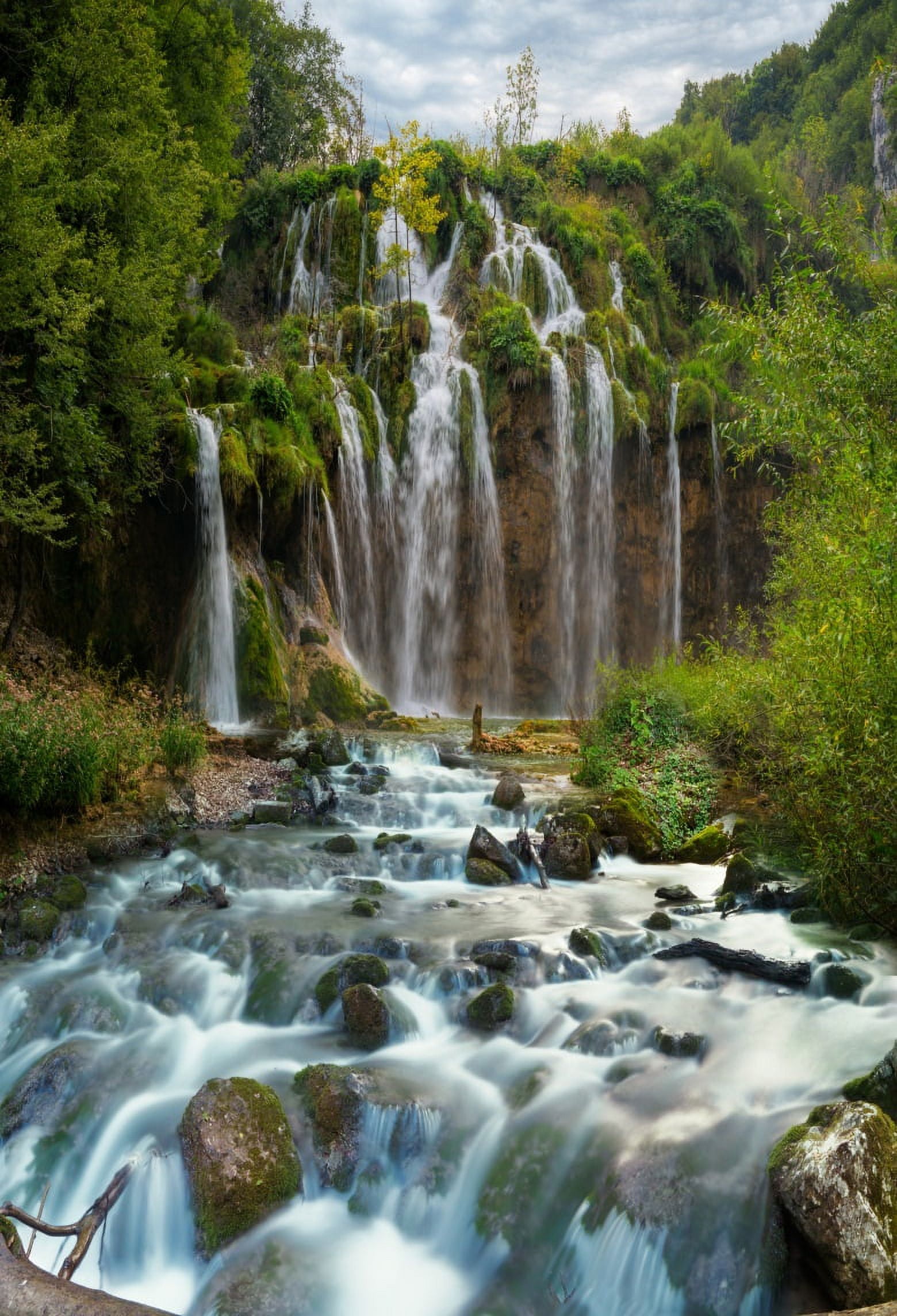 Mountain Lake Backdrop Woodland Green Jungle Forest Waterfall Nature ...