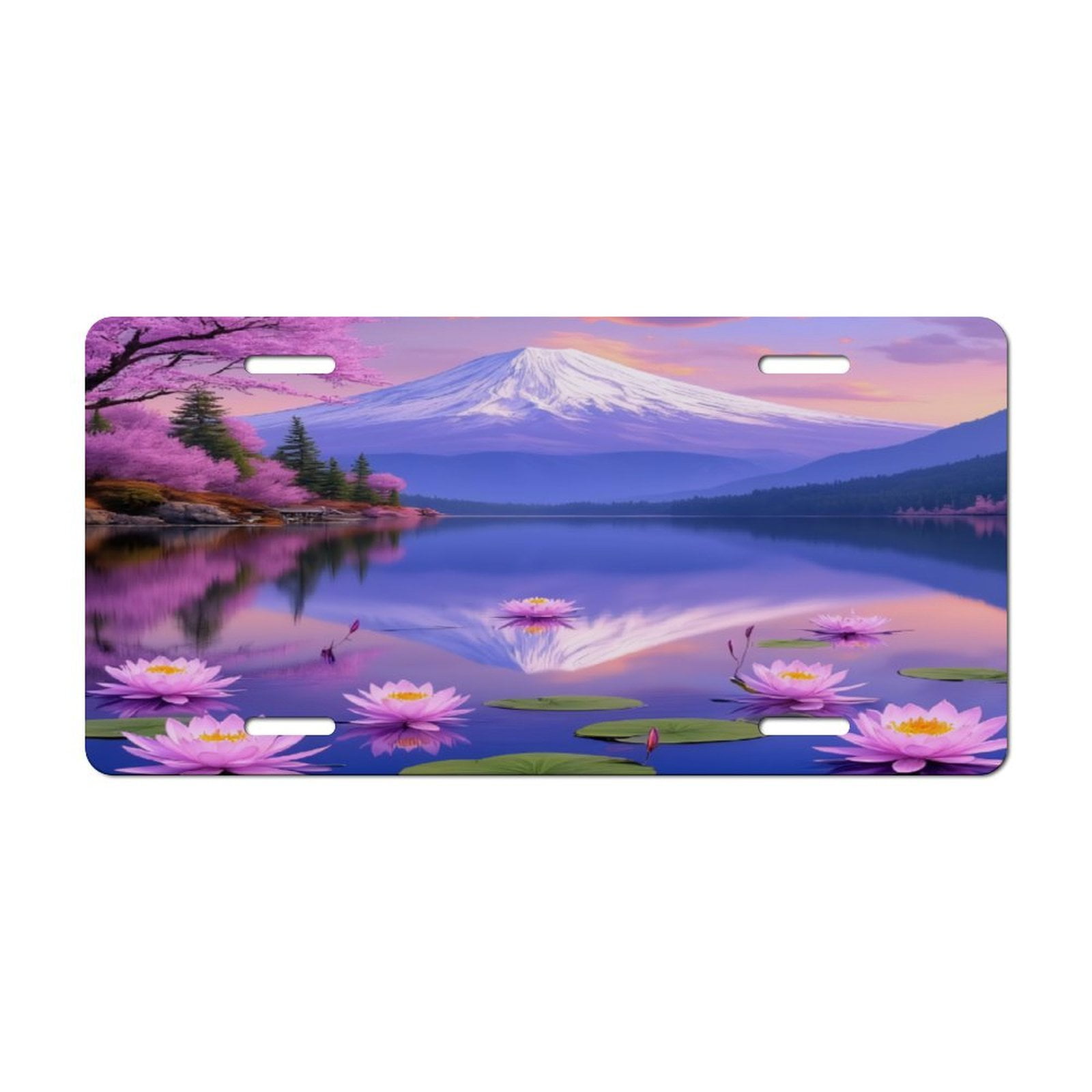 Mountain Lake with Pink Lotus Car Decorative Front License Plate,Vanity ...
