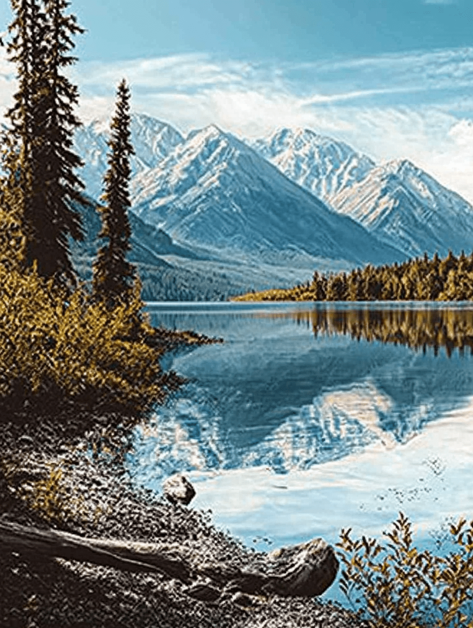 Mountain Lake Reflection Canvas Wall Art， Perfect for Living Room ...