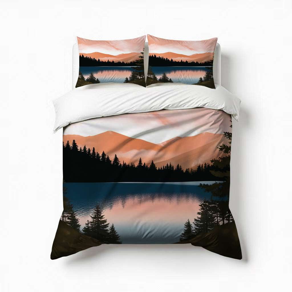 Mountain Lake Reflections Bedding Set 3 Pcs Soft Microfiber Quilt Cover ...
