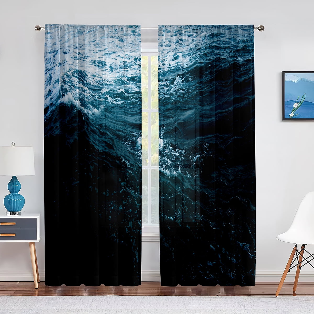 Mountain Lake Spring Nature Landscape Sheer Curtain for Bedroom Living ...
