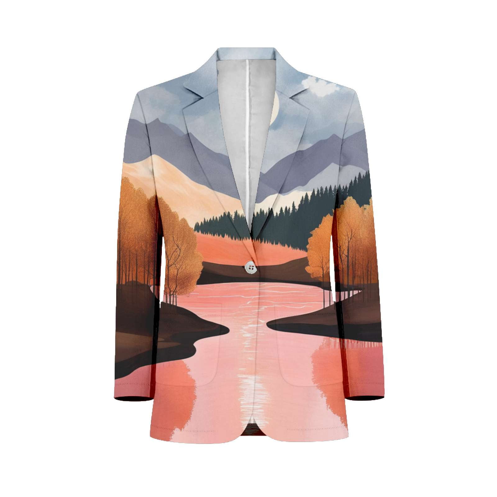 Mountain Lake Sunset Customized Men's Suits full man Shawl Collar ...