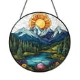 Mountain Lake Window Hanging, Stained Glass Style Scenic Nature ...