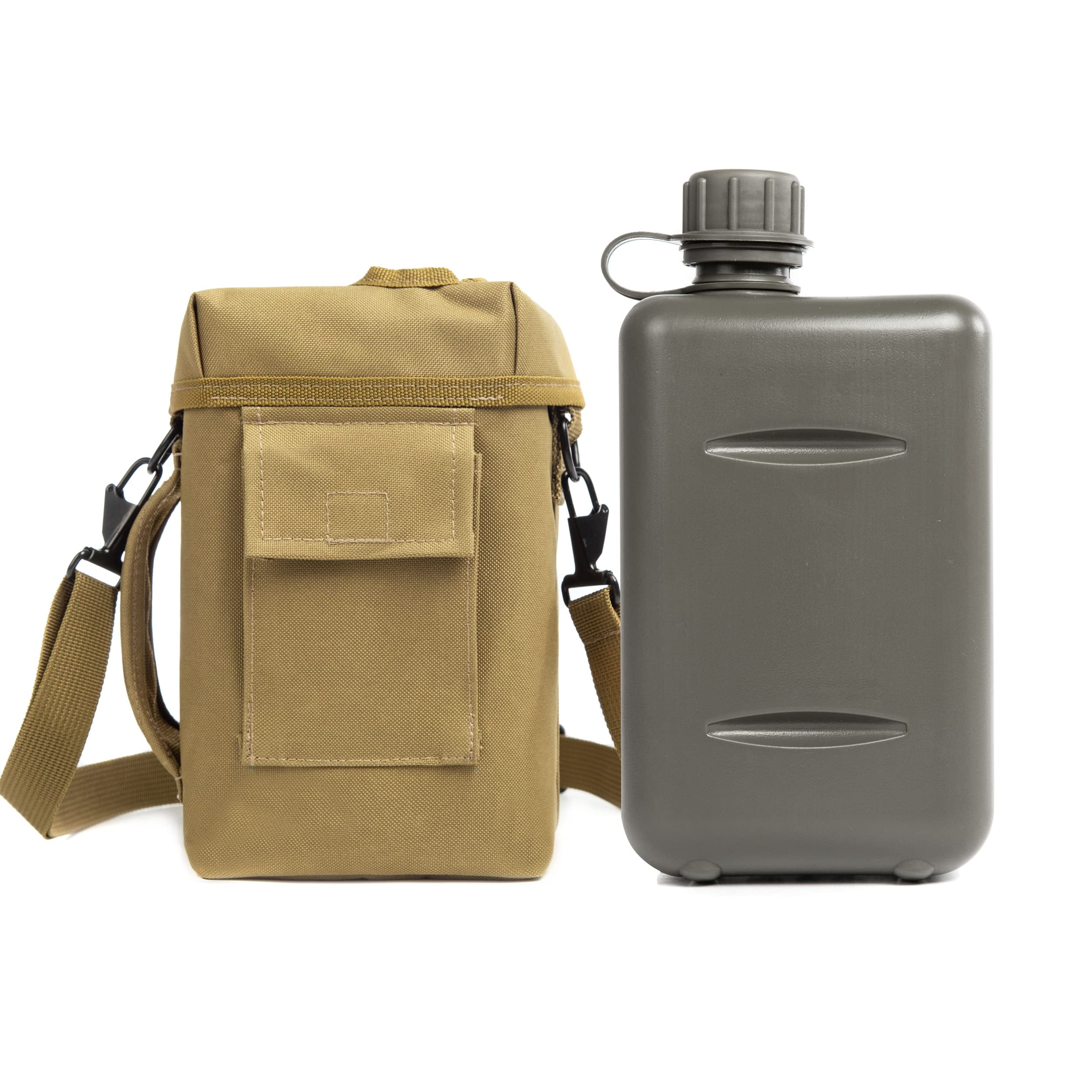 Mountain Land 2L Military Canteen Square PE Water Bottle Insulated Bag Carrier Cover Capacity ...