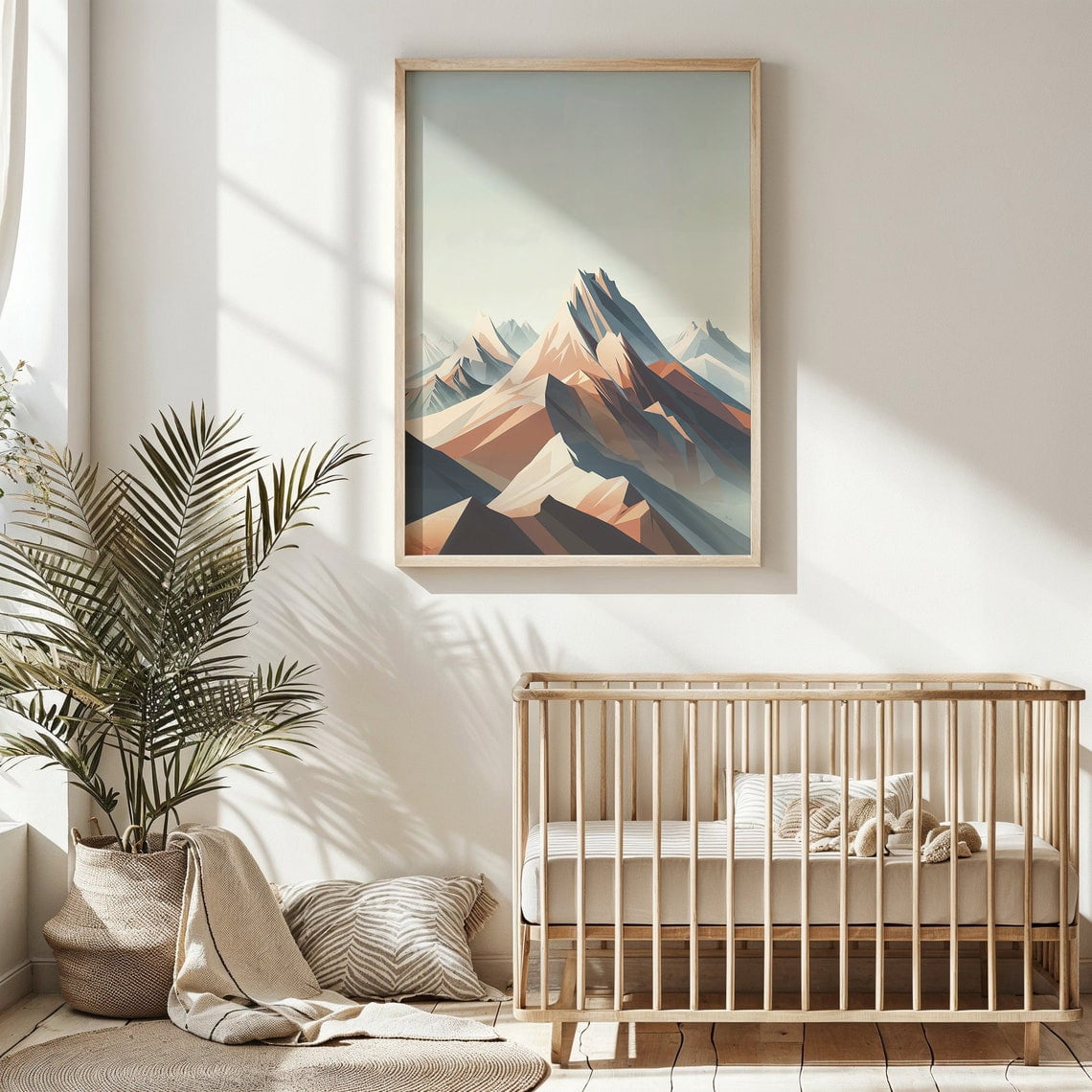 Mountain Landscape Nursery Wall Art, Kids Room Decor Abstract Geometric ...