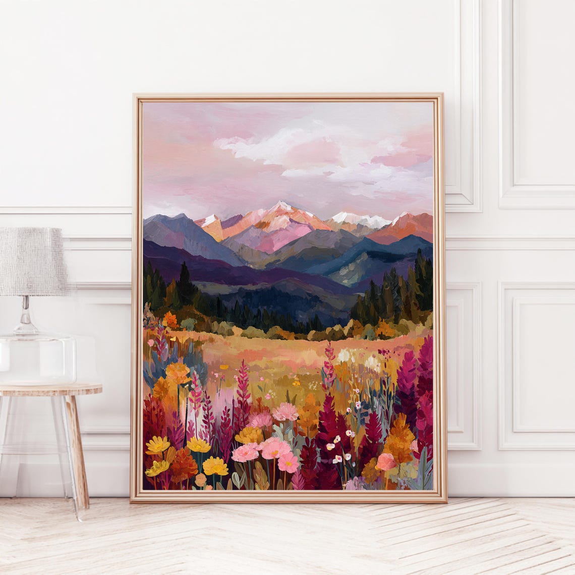 Mountain Landscape Poster – Wildflower Mountains Wall Art, Nature ...