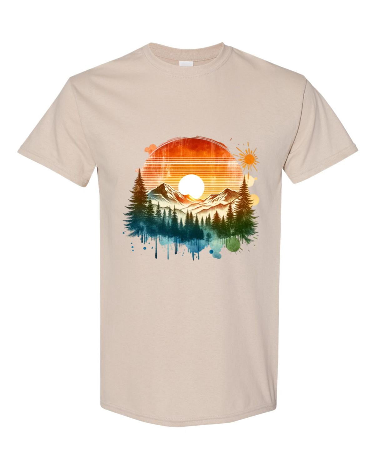 Mountain Landscape Scene Graphic Nature Inspired Calm Adventure T-Shirt ...
