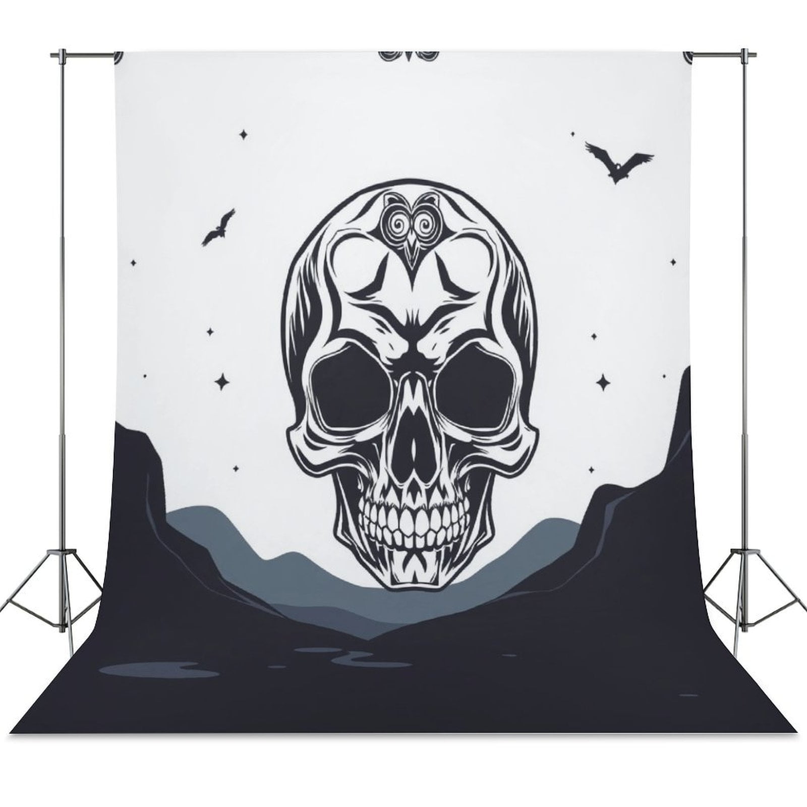 Mountain Landscape Skull Owl Design Party Backdrop Birthday Decoration ...