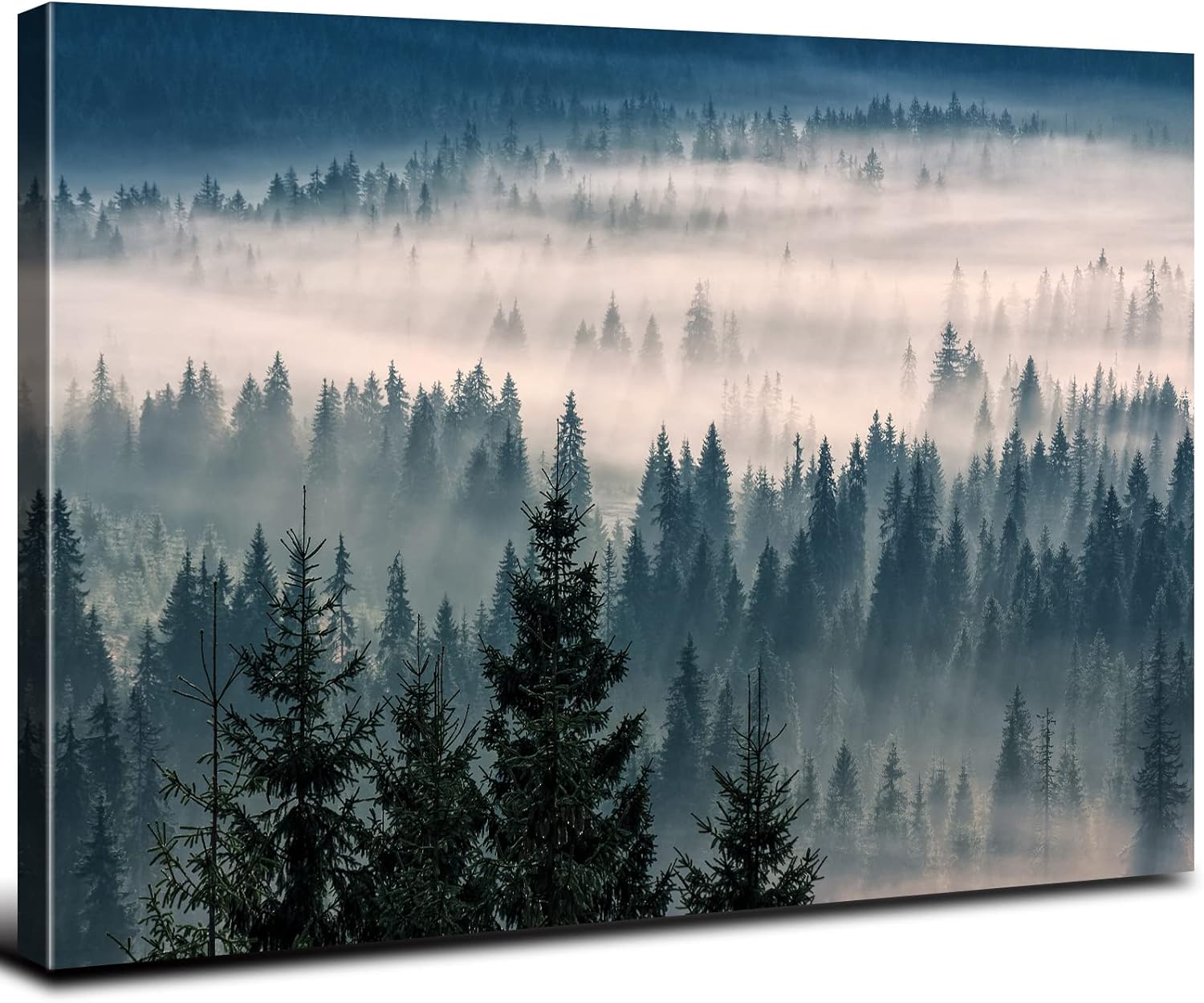 Mountain Landscape Wall Art Foggy Forest Wall Decor for Bedroom ...