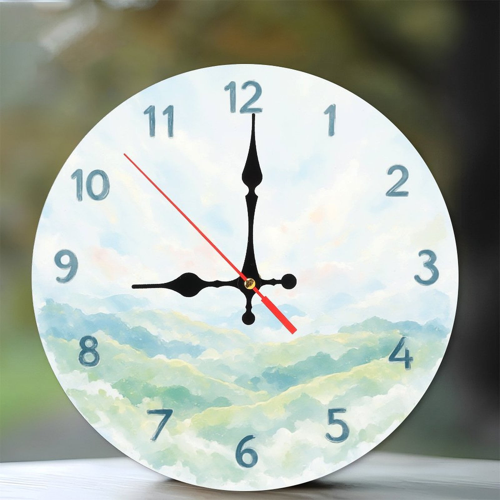 Mountain Landscape Wall Clock Watercolor Painting Home Decor 10-Inch ...