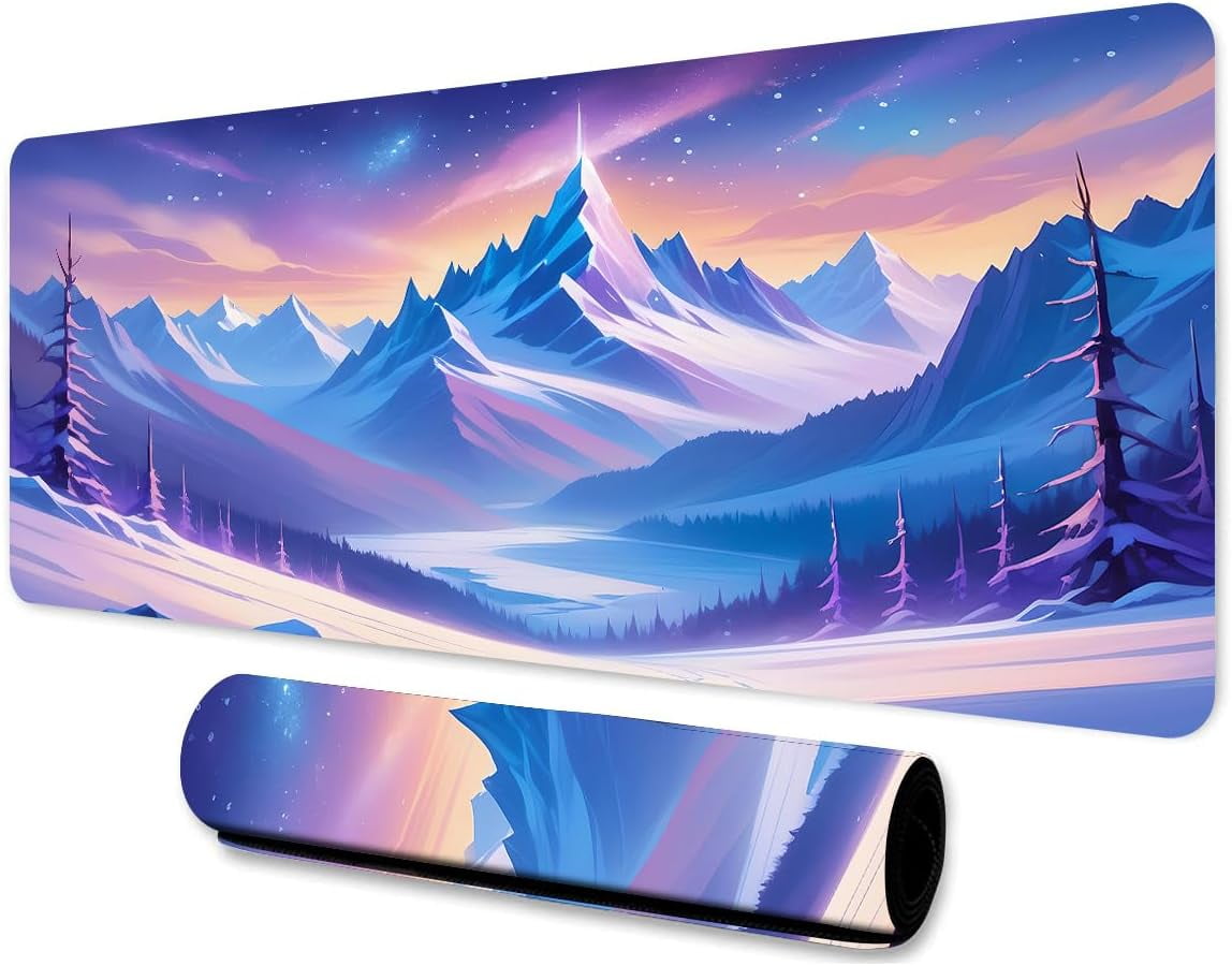 Mountain Large Mouse Pad 31.5x11.8 Inches Cartoon Magic Starry Sky Snow ...