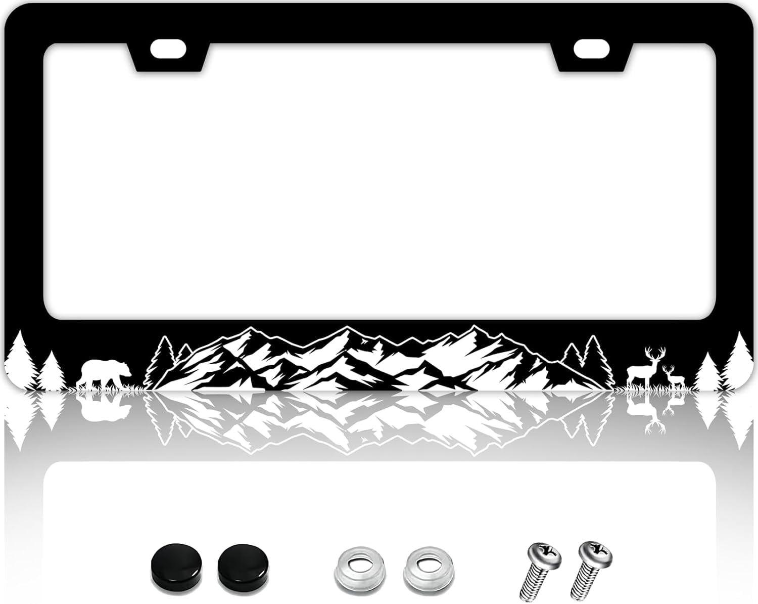 Mountain License Plate Frame Personalized Deer Bear License Plate ...