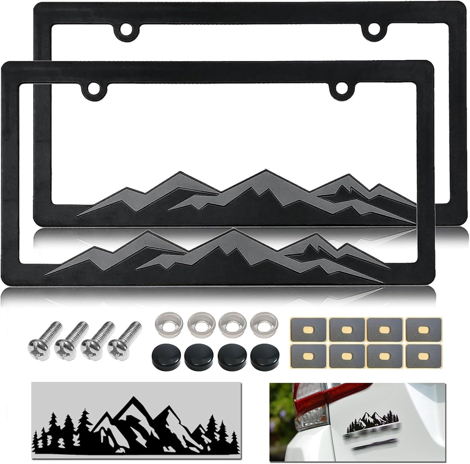 Mountain License Plate Frames - Plastic Car Tag Holders with Raised ...