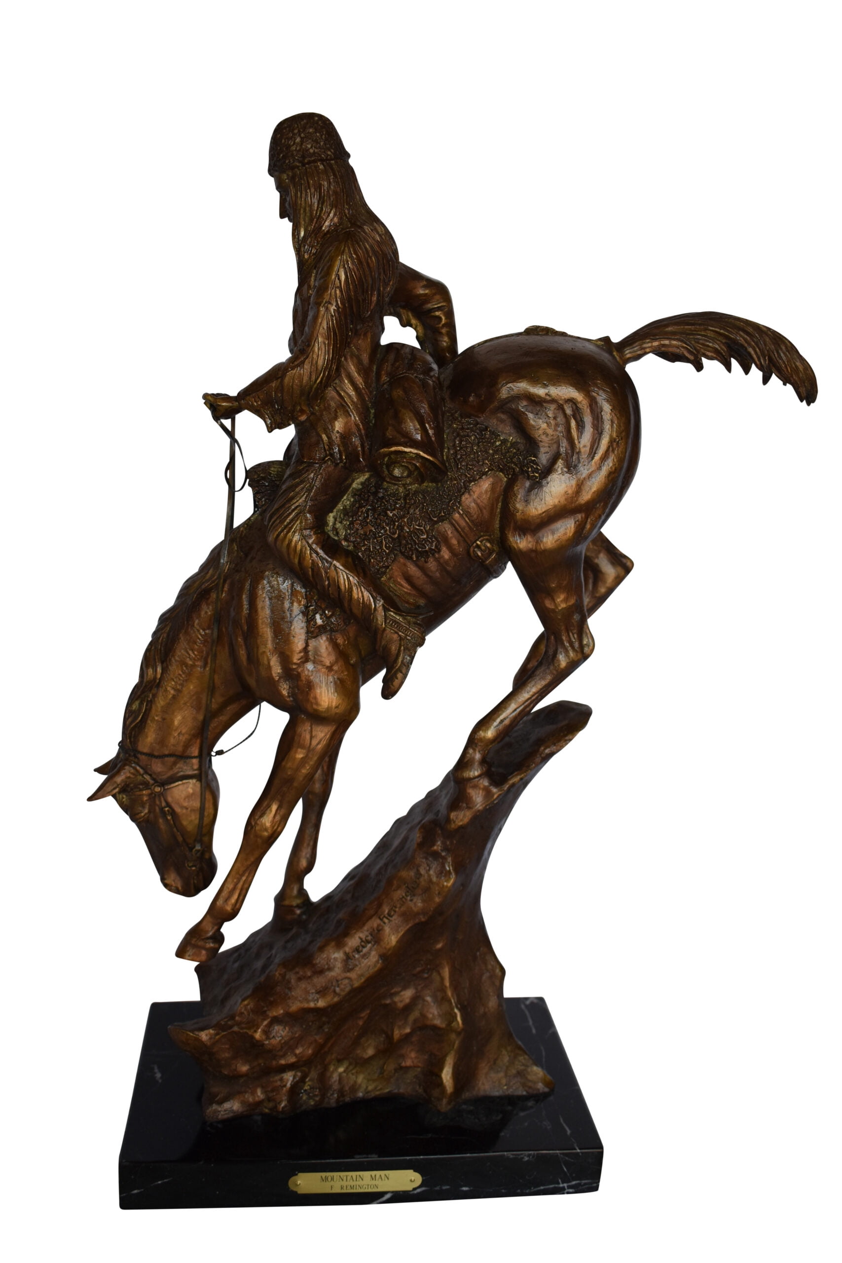 Mountain Man Bronze Statue, a Remington Replica - Size: 18"L x 8"W x 28 ...