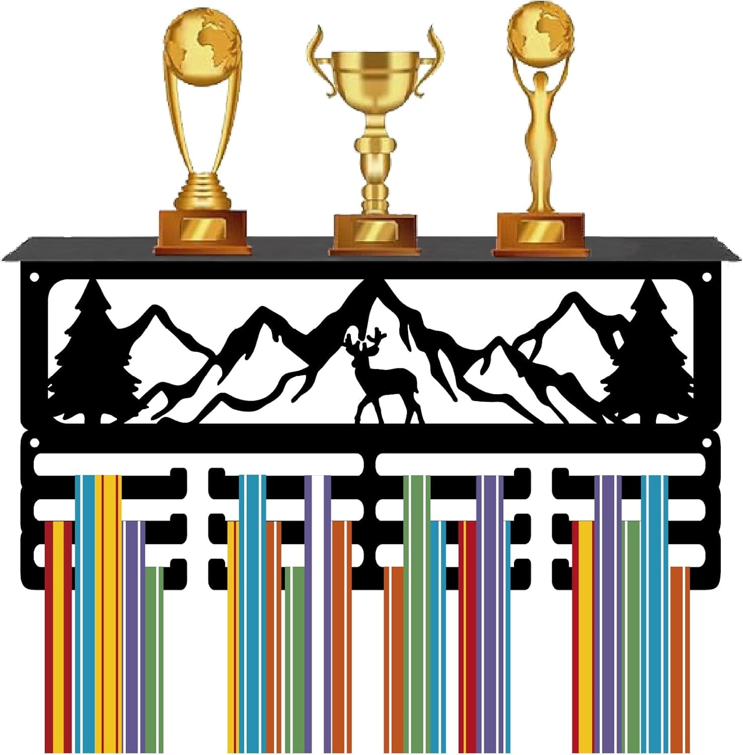 Mountain Medal Holder Trophy Medal Display Shelf Black Metal Sports ...