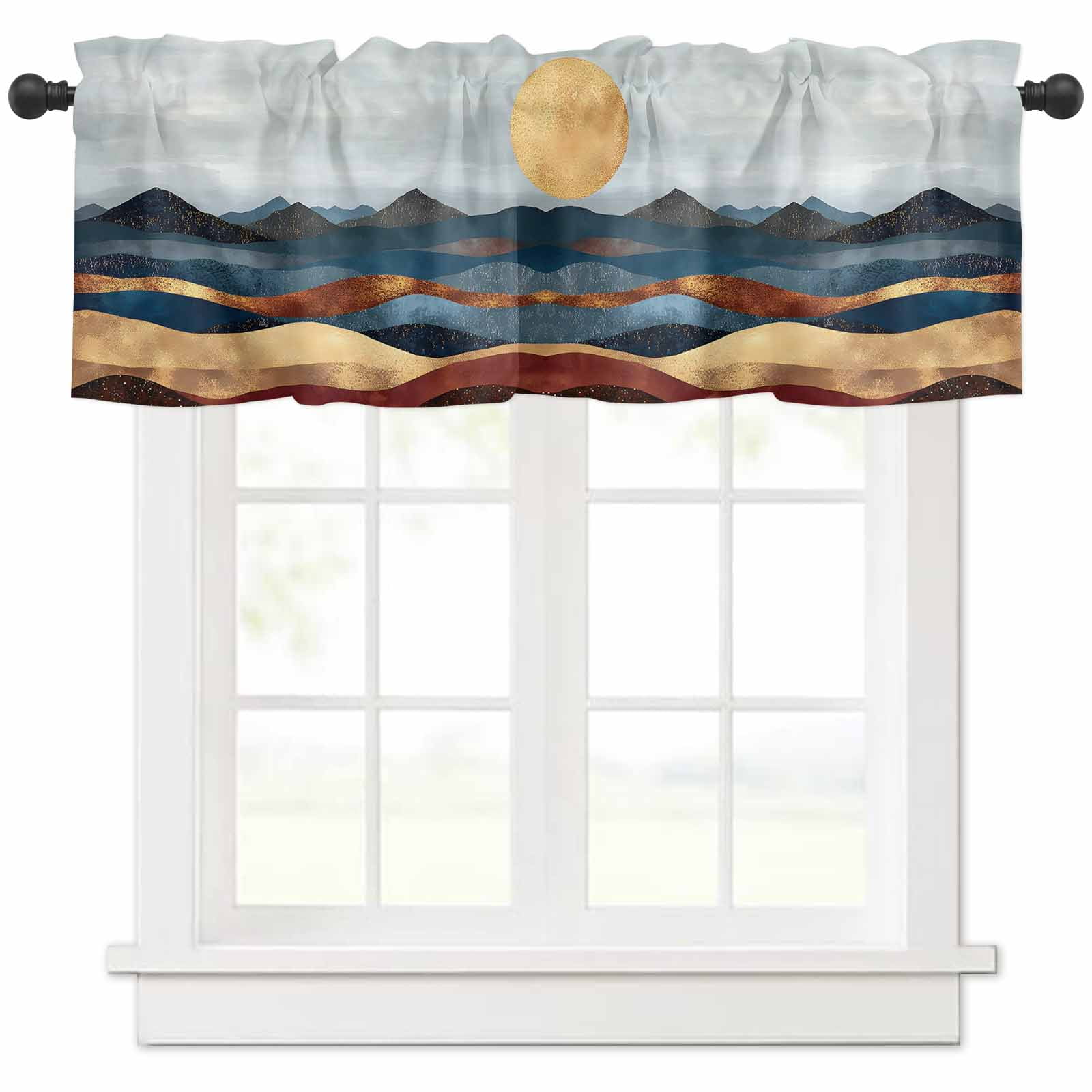 Mountain Moon Valances for Windows Farmhouse Kitchen Curtains Valances ...