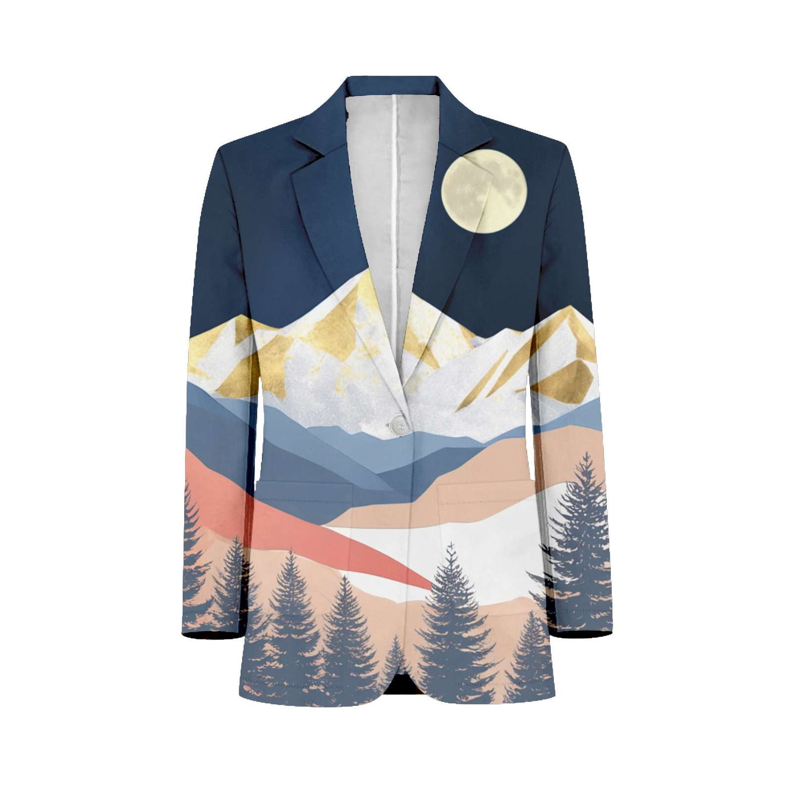 Mountain Moonlight Forest Mens Suits Shawl Collar Slim Fit Suit Mens ...