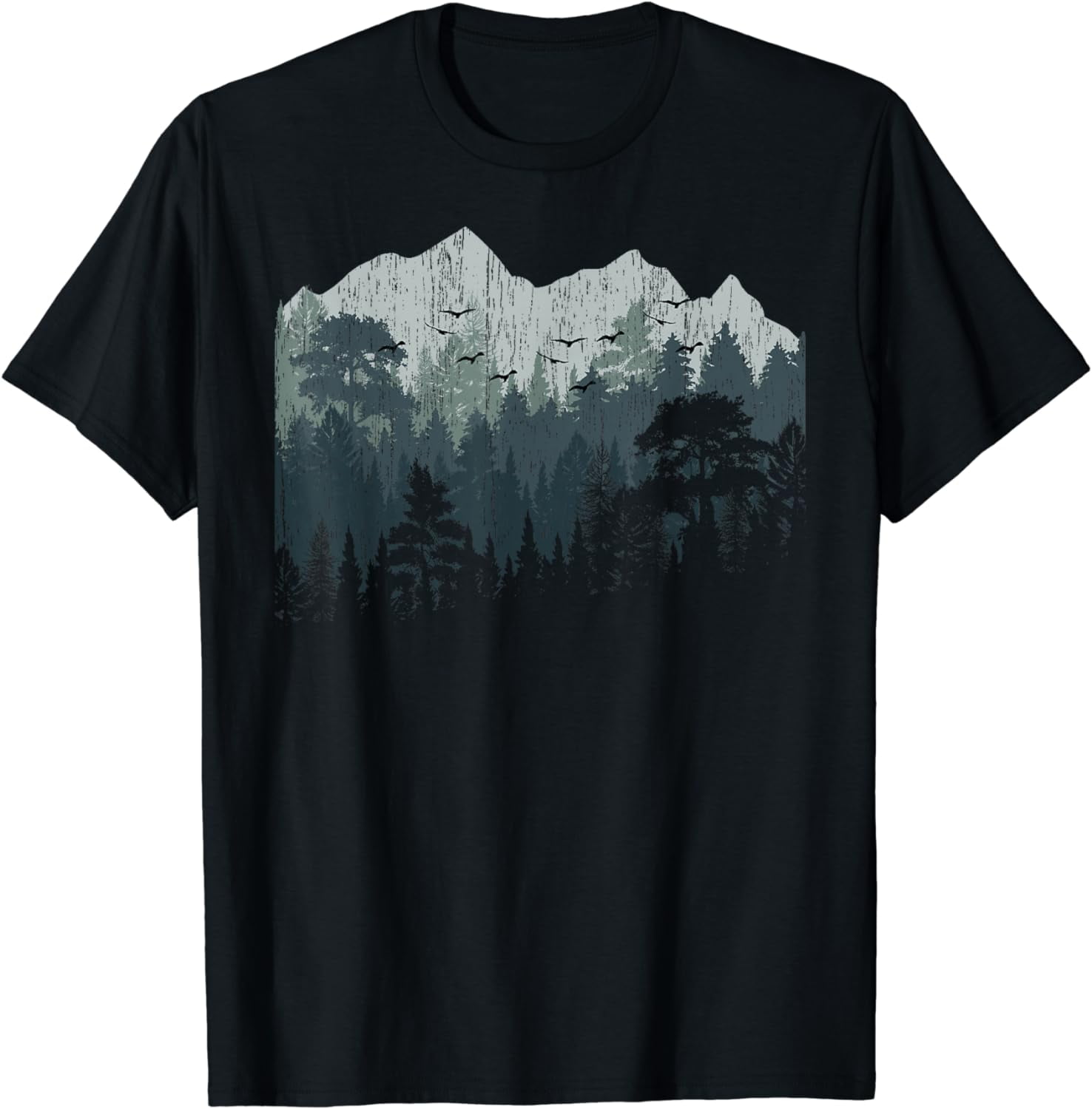 Mountain Nature Hiking Wildlife Trees Outdoor Forest Camping T-Shirt ...