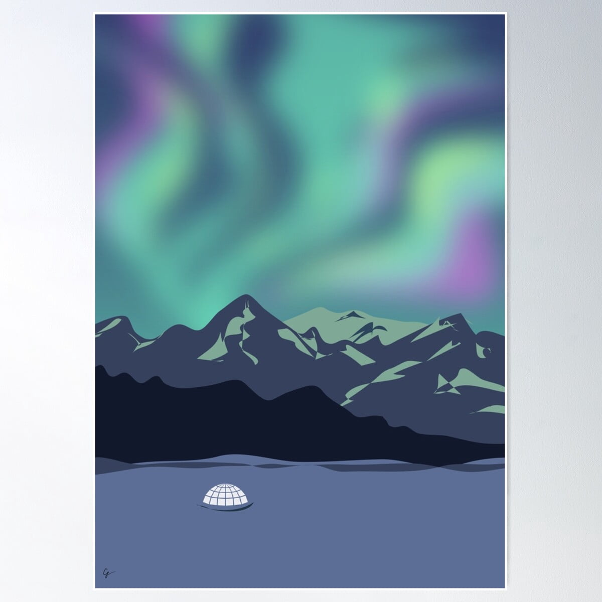Mountain Northern Lights Poster, 8x12 UNFRAMED - Walmart.com