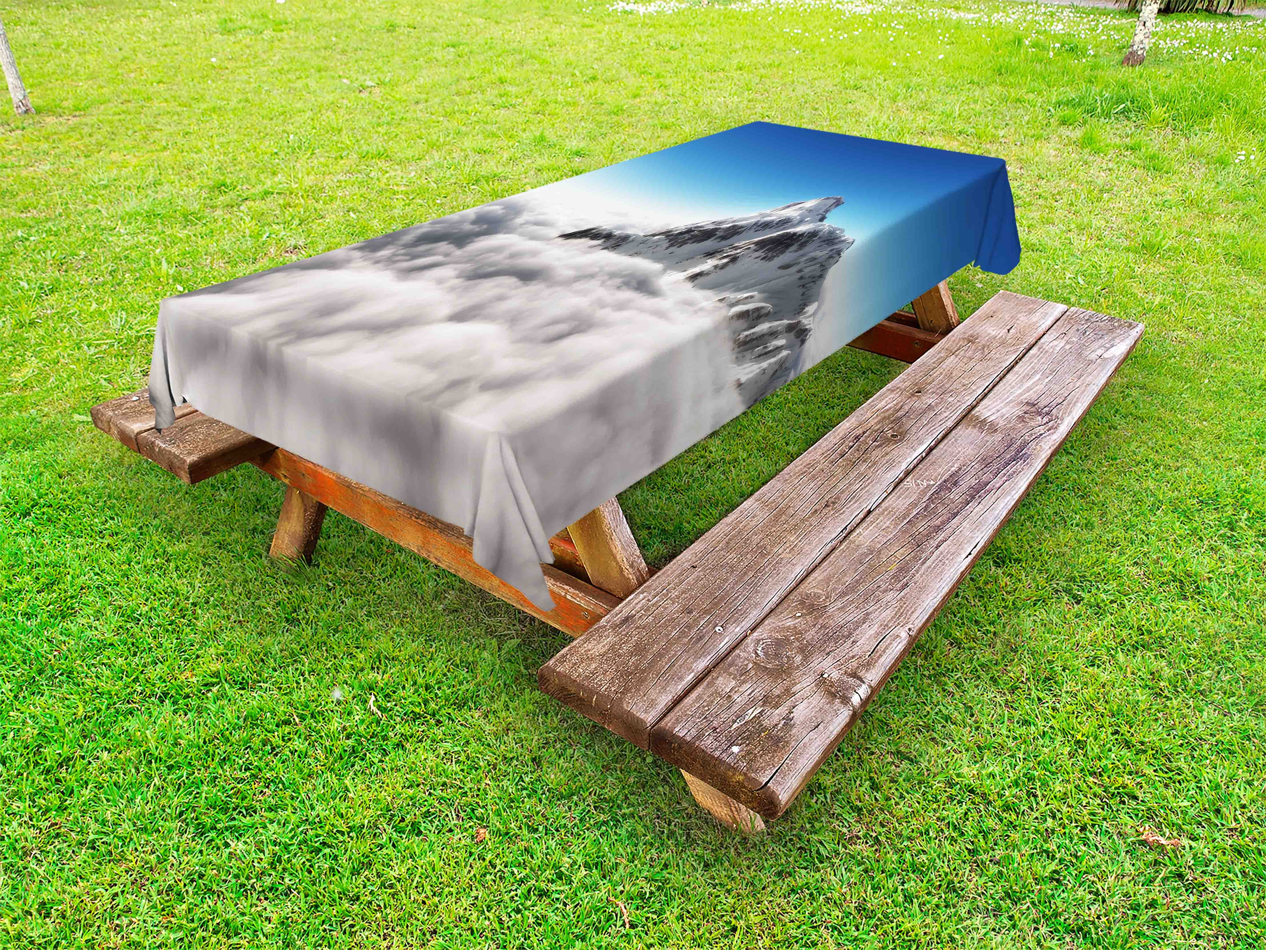 Mountain Outdoor Tablecloth, Highest Mountain above the Clouds with ...