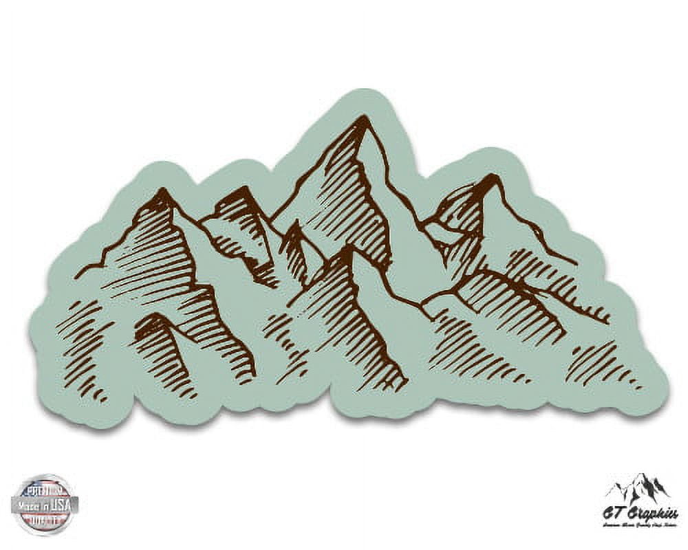 Mountain Outline - 3" Vinyl Sticker - For Car Laptop I-Pad Phone Helmet ...